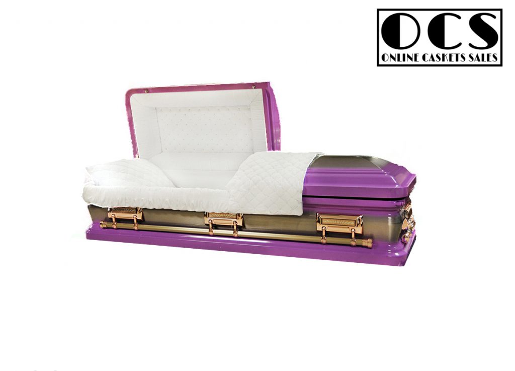 182009 – Lilac (Light Purple) Casket W/ Gold Brush,White Velvet ...
